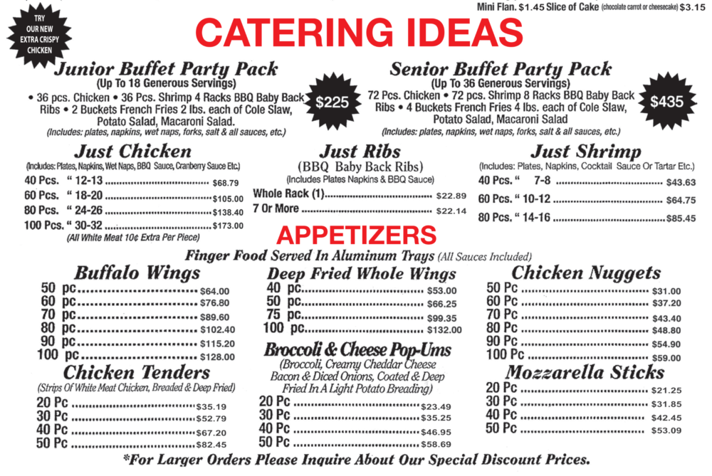 Catering Services | Chicken Delight of Westbury NY
